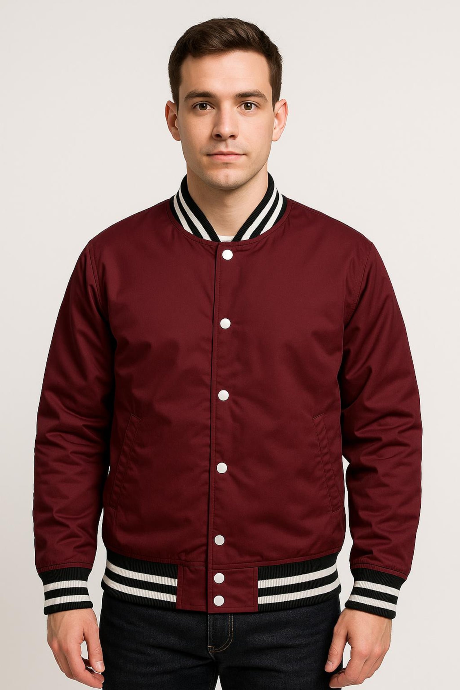 Maroon Varsity Bomber Jacket for Men, Classic Collegiate Style Jacket ...