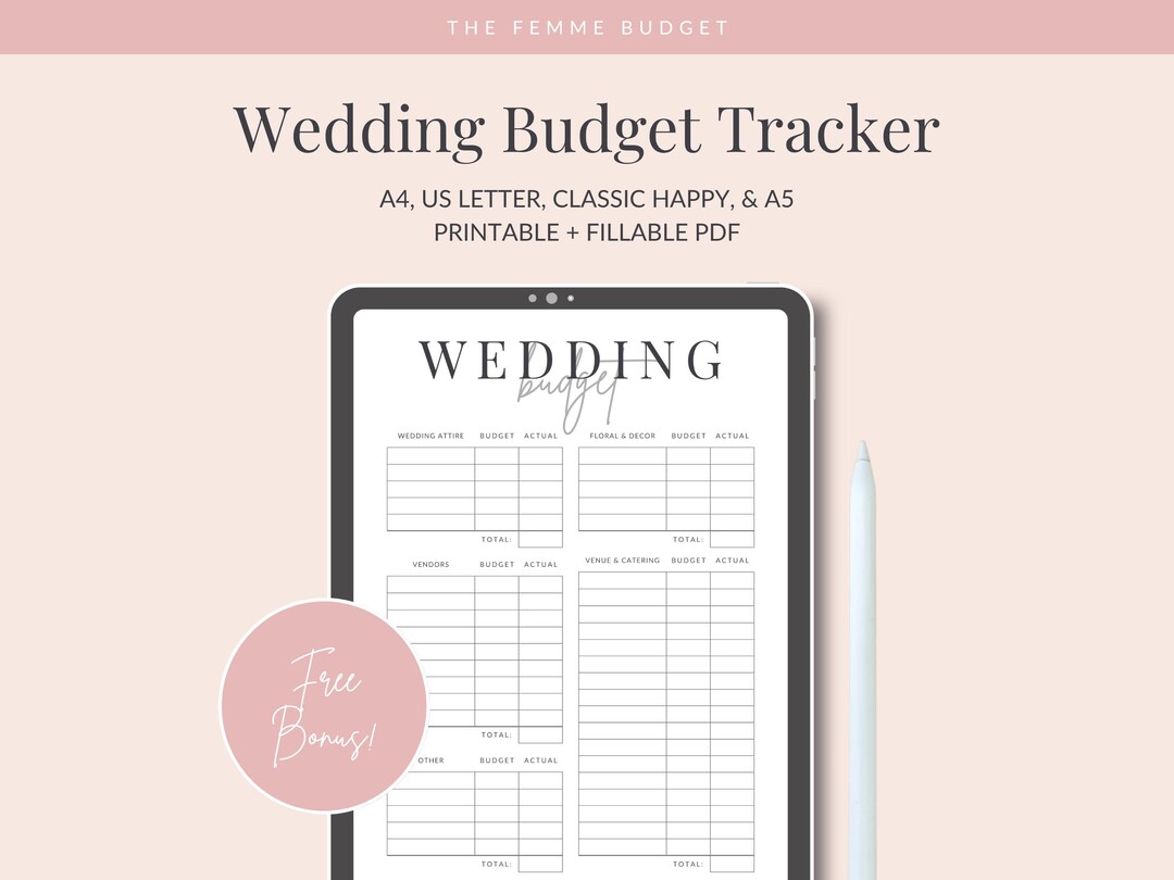 Wedding Budget Planner Printable PDF Wedding Expense Tracker for ...