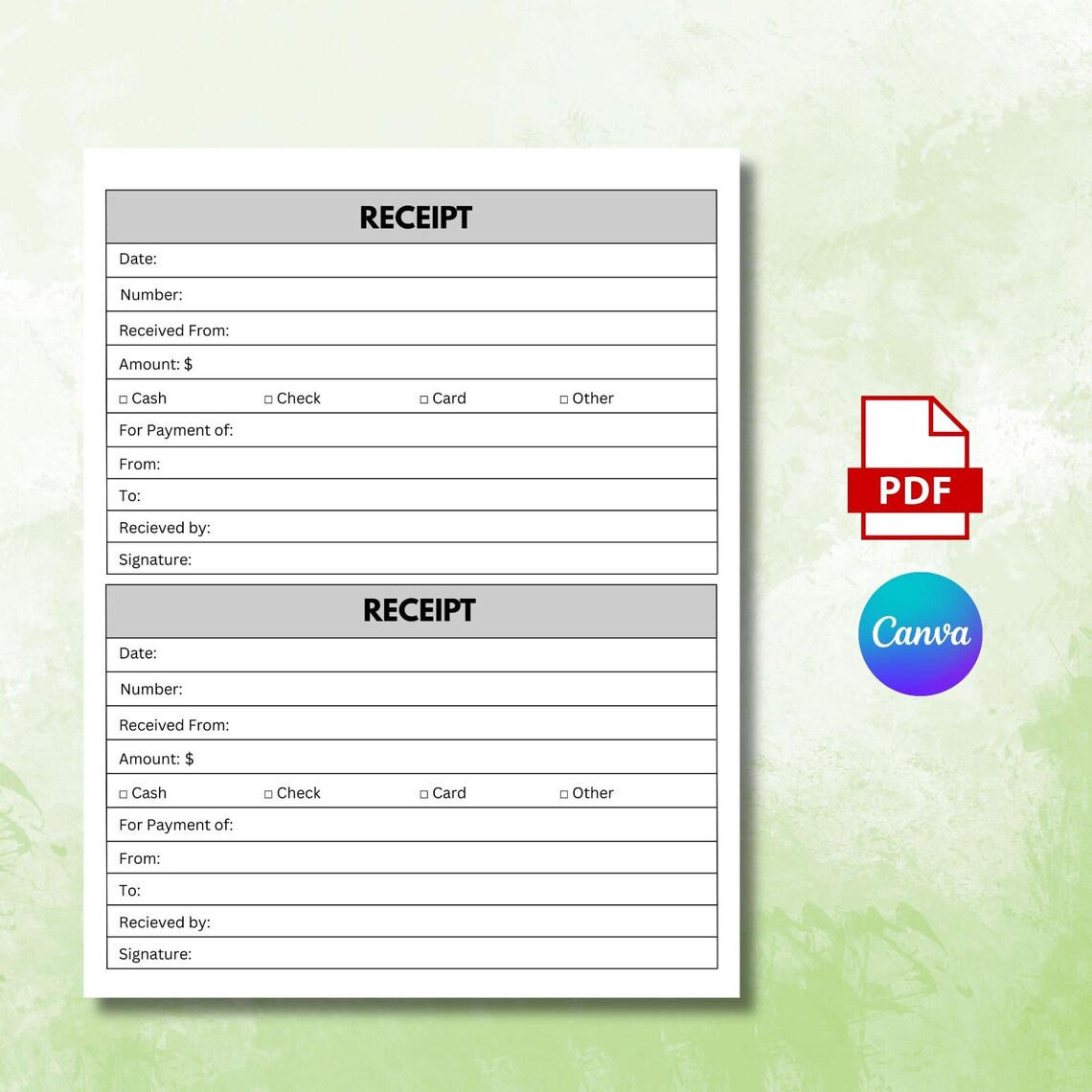 Receipt Template, Printable Receipt, Cash Receipt, Simple Receipt ...