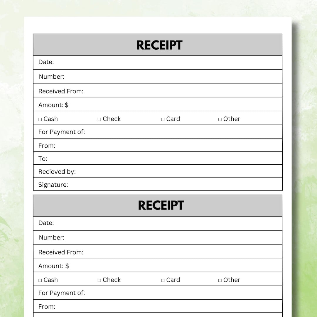 Receipt Template, Printable Receipt, Cash Receipt, Simple Receipt ...
