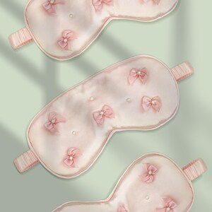 Coquette Sleep Mask for Bride Pink Bow Eye Mask for Airplane Travel ...