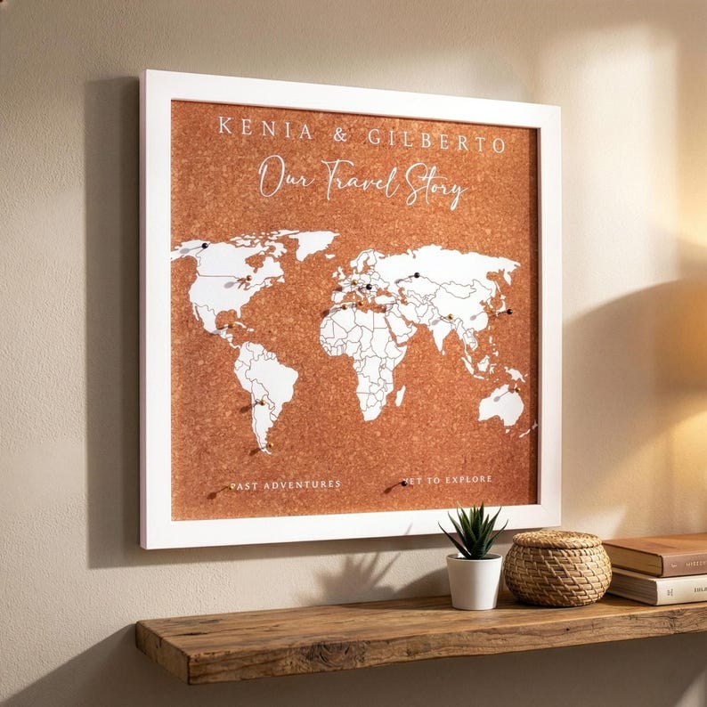 Personalized Push Pin Travel Map: Framed Cork Board World Map - Etsy