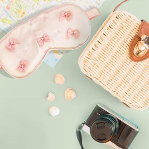 Coquette Sleep Mask for Bride Pink Bow Eye Mask for Airplane Travel ...