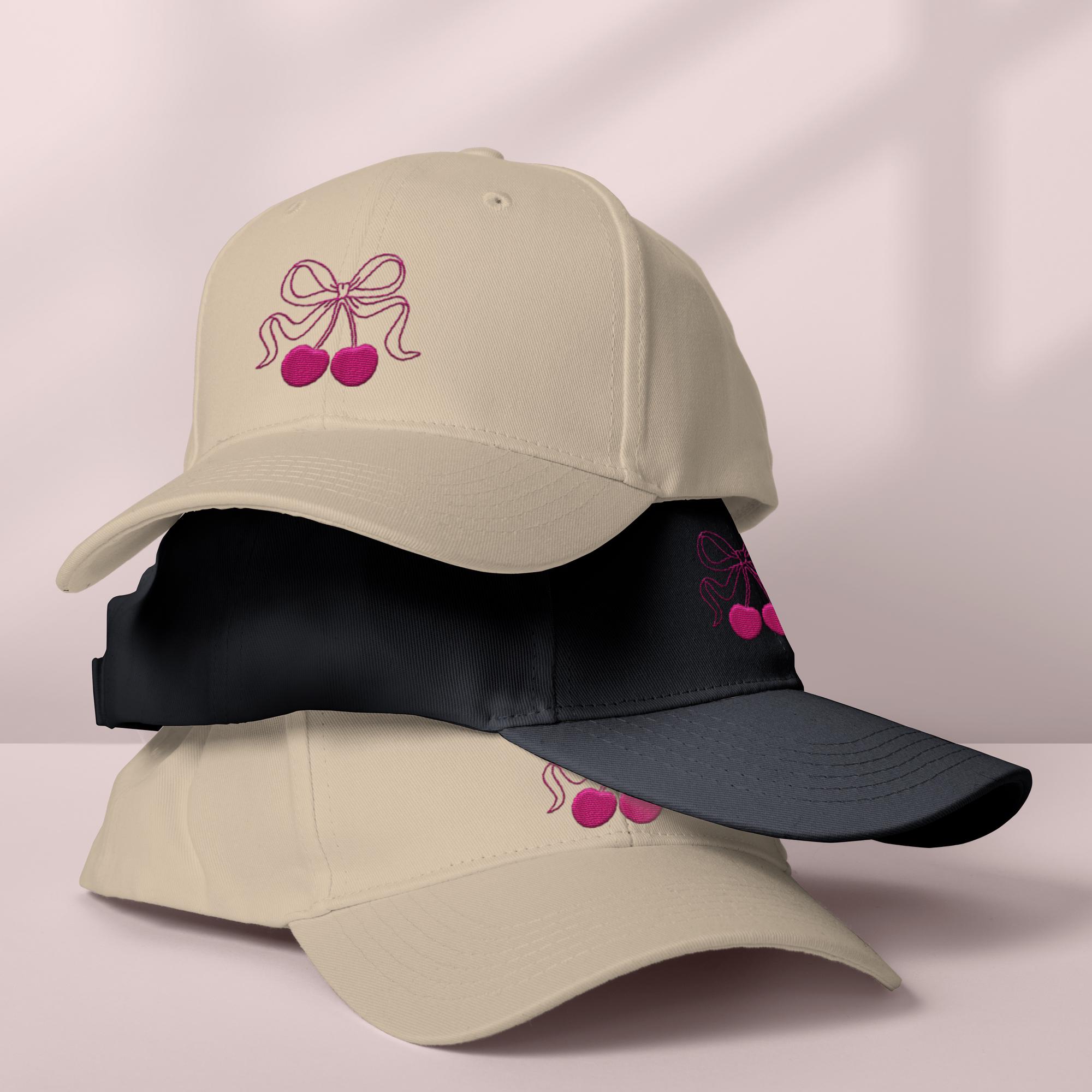 Cherry Embroidered Hat Aesthetic Baseball Cap for Girls Cute Summer Hat ...