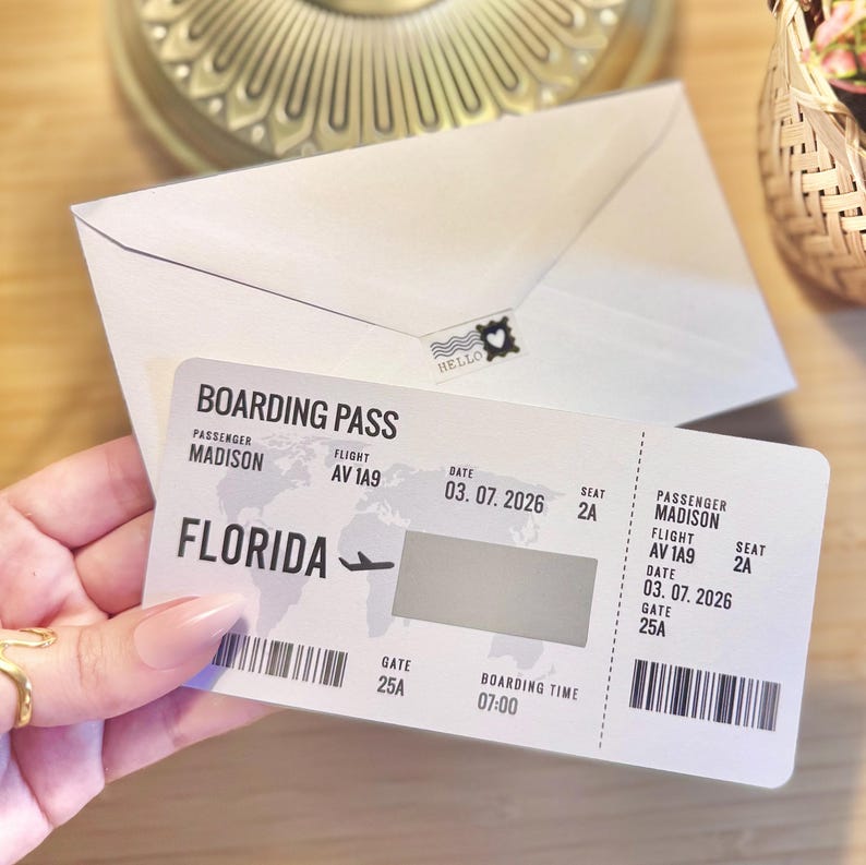 Scratch Reveal Boarding Pass Plane Ticket Airline Ticket Flight Reveal ...