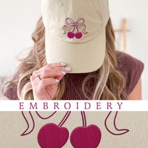 Cherry Embroidered Hat Aesthetic Baseball Cap for Girls Cute Summer Hat ...