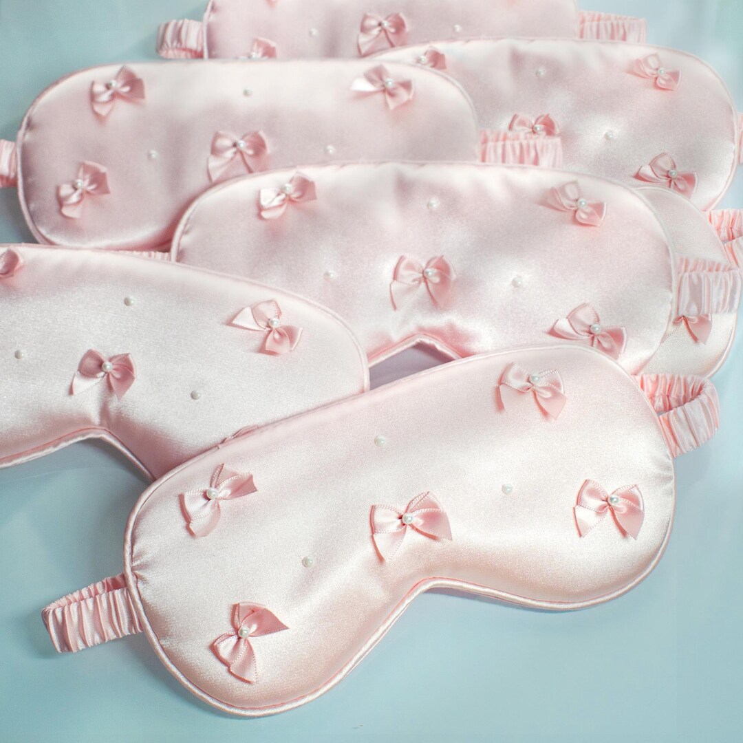 Satin Sleep Mask With Pink Bow: Coquette Travel Gift - Etsy