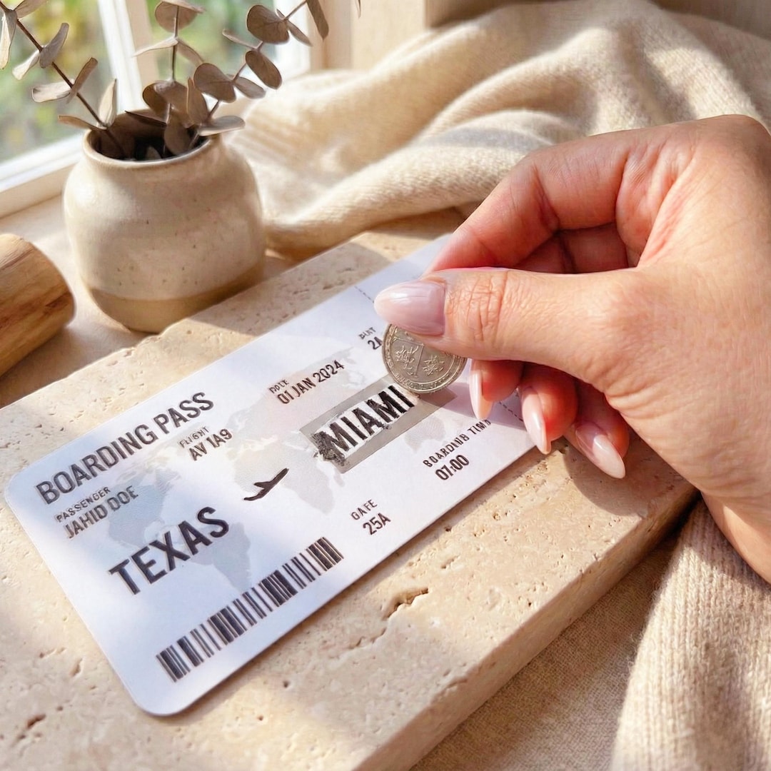 Scratch Reveal Boarding Pass Plane Ticket Airline Ticket Flight Reveal ...