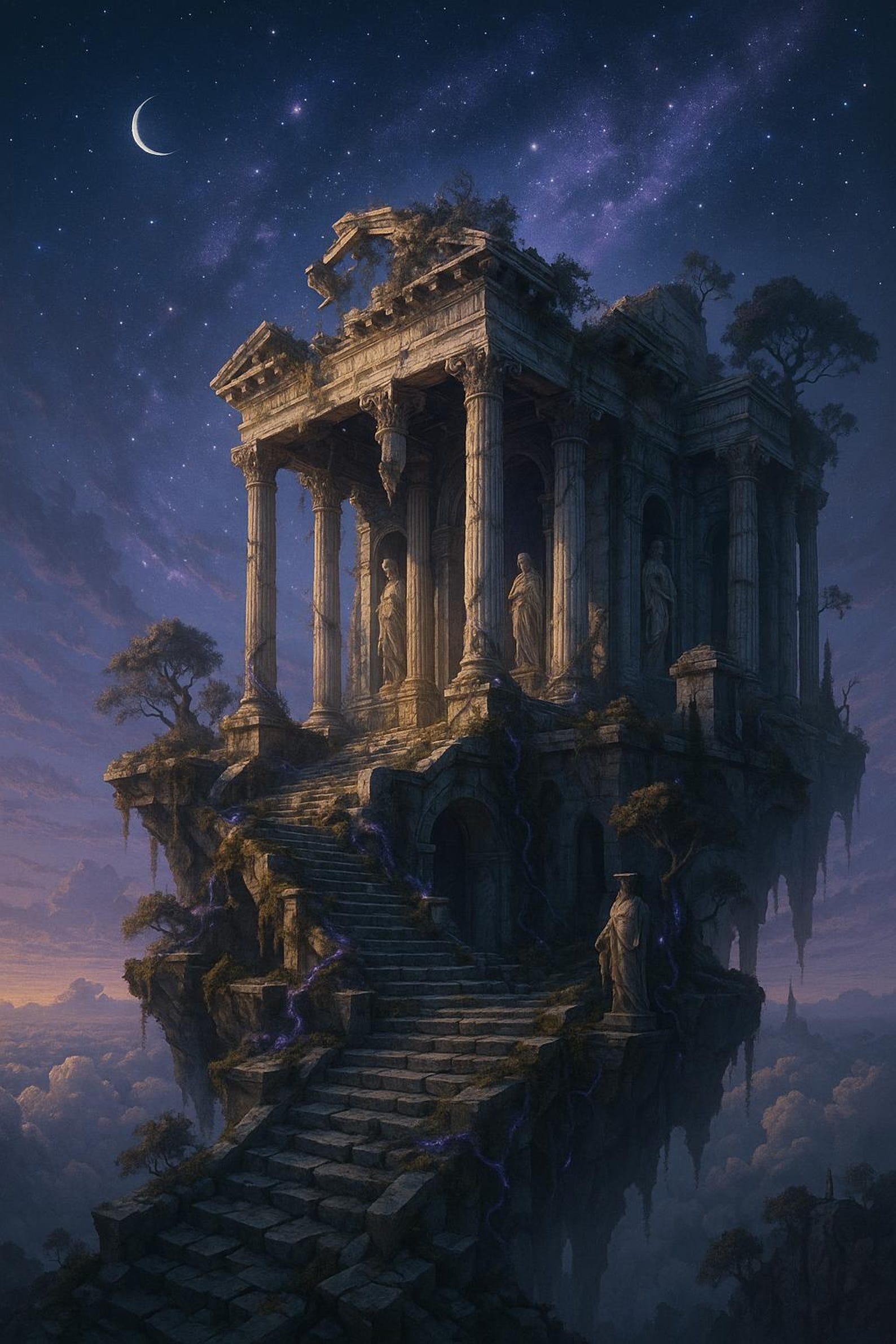 Crumbling Celestial Temple | Fantasy Ruin Digital Wall Art | Myth ...