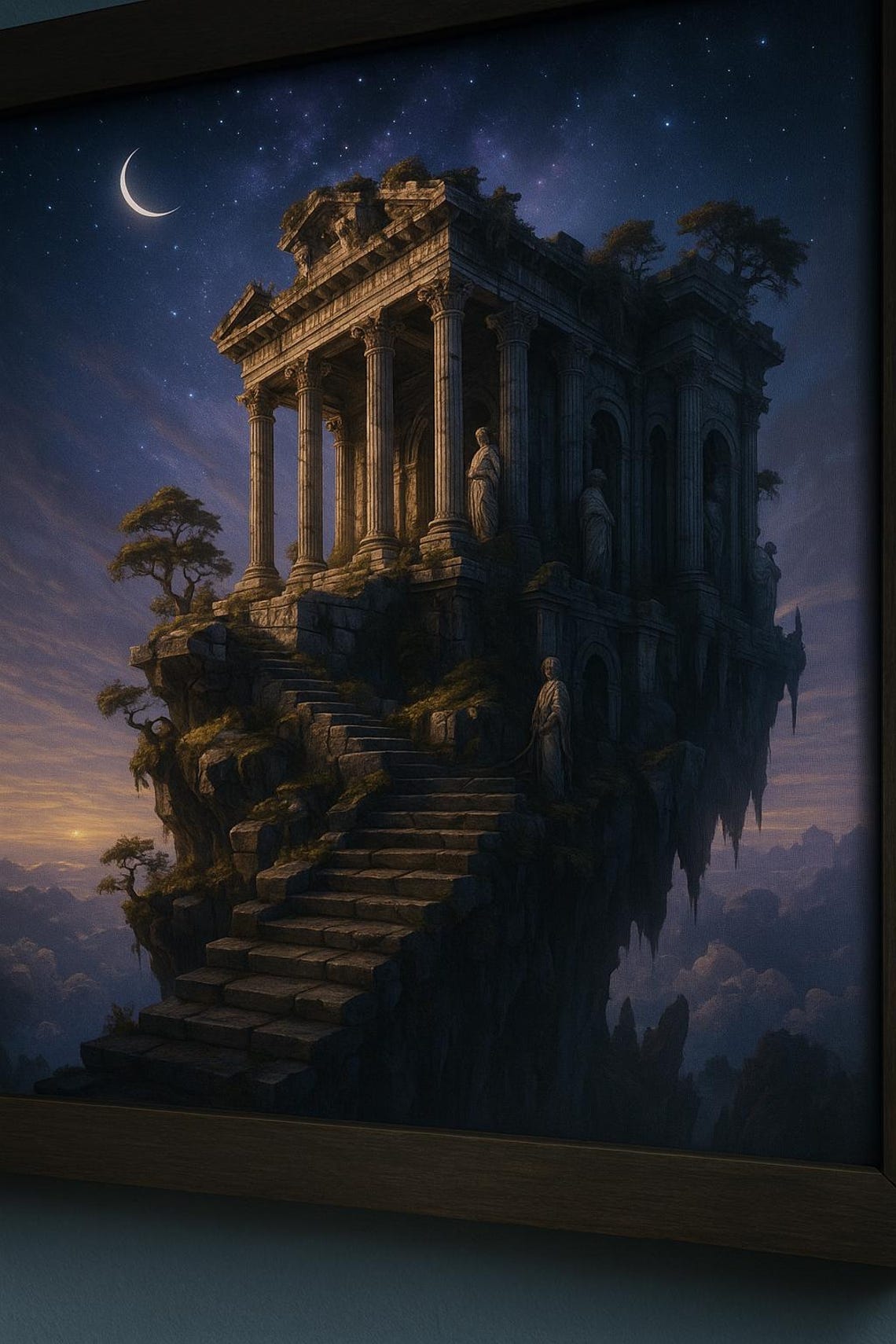 Crumbling Celestial Temple | Fantasy Ruin Digital Wall Art | Myth ...