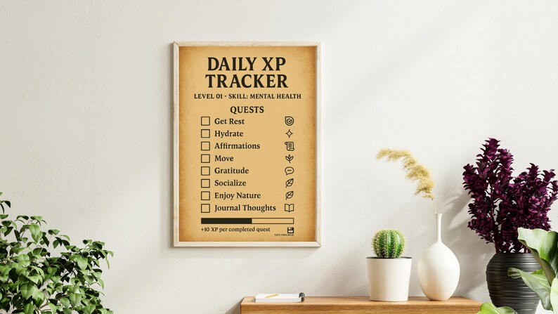 Mental Health RPG Poster: Gamified Self-care Habit Tracker (digital ...