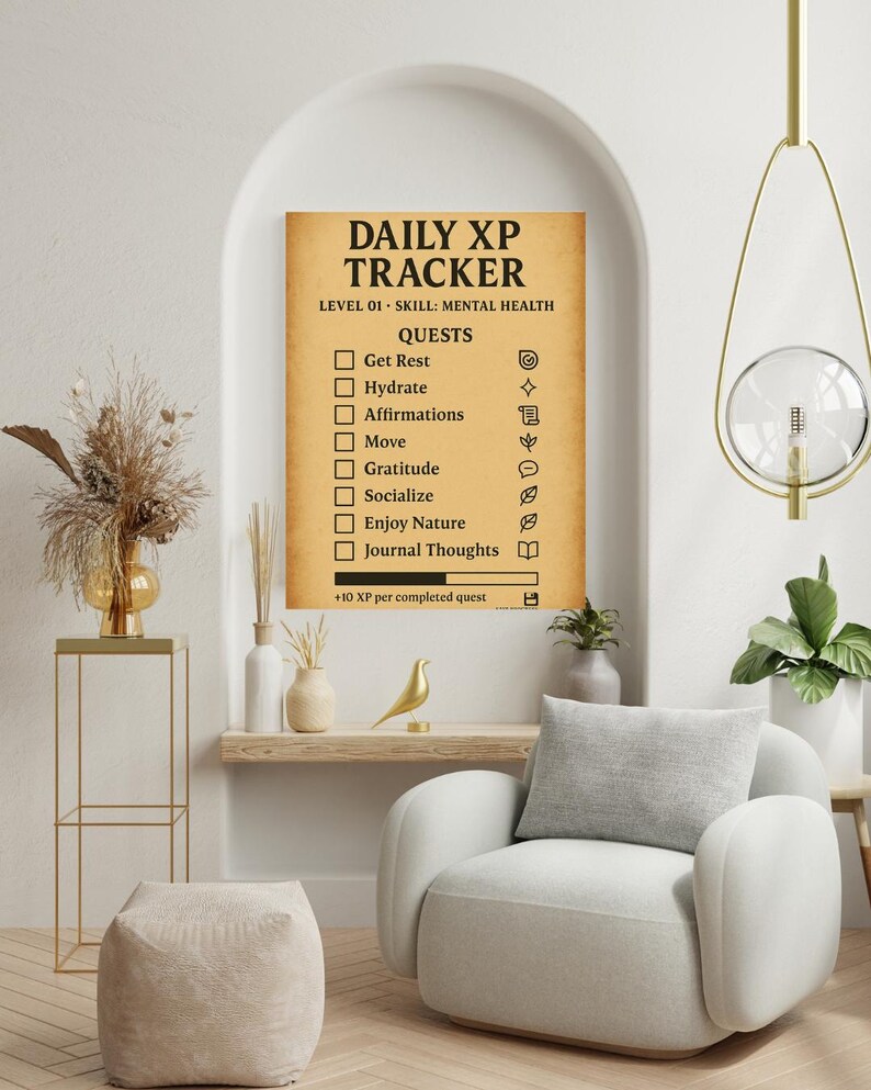 Mental Health RPG Poster: Gamified Self-care Habit Tracker (digital ...