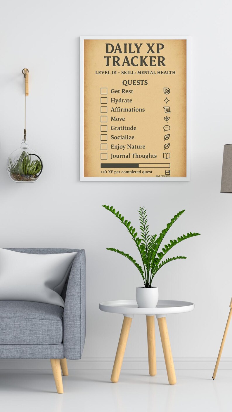 Mental Health RPG Poster: Gamified Self-care Habit Tracker (digital ...