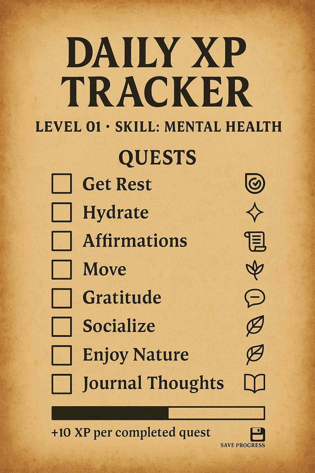 Mental Health RPG Poster: Gamified Self-care Habit Tracker (digital ...