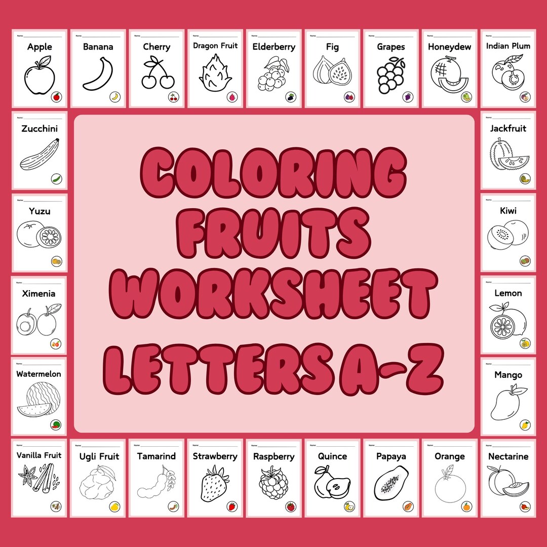 Fruit ABC Coloring Pages: A-Z Alphabet Printable (digital Download) - Etsy