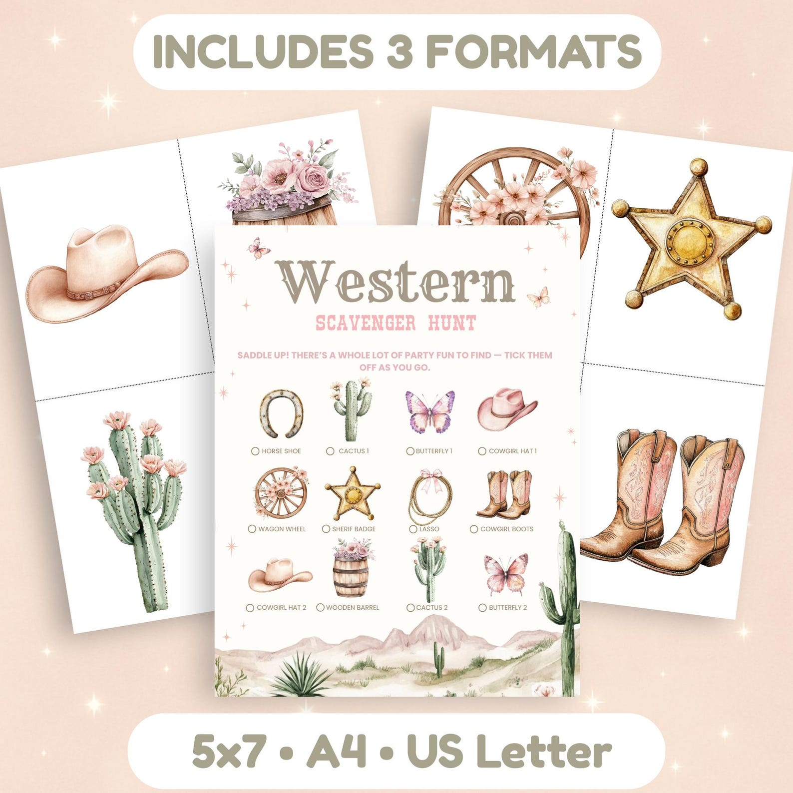 Western Scavenger Hunt Printable Cowgirl Birthday Party Game for Kids ...