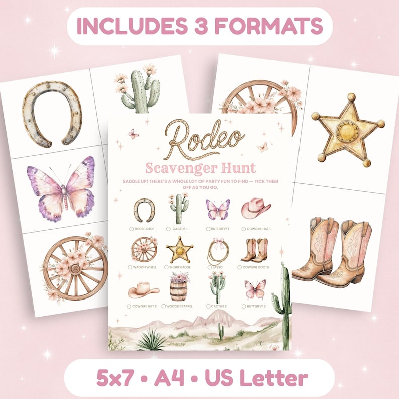 Rodeo Scavenger Hunt Printable Cowgirl Birthday Party Game for Kids ...