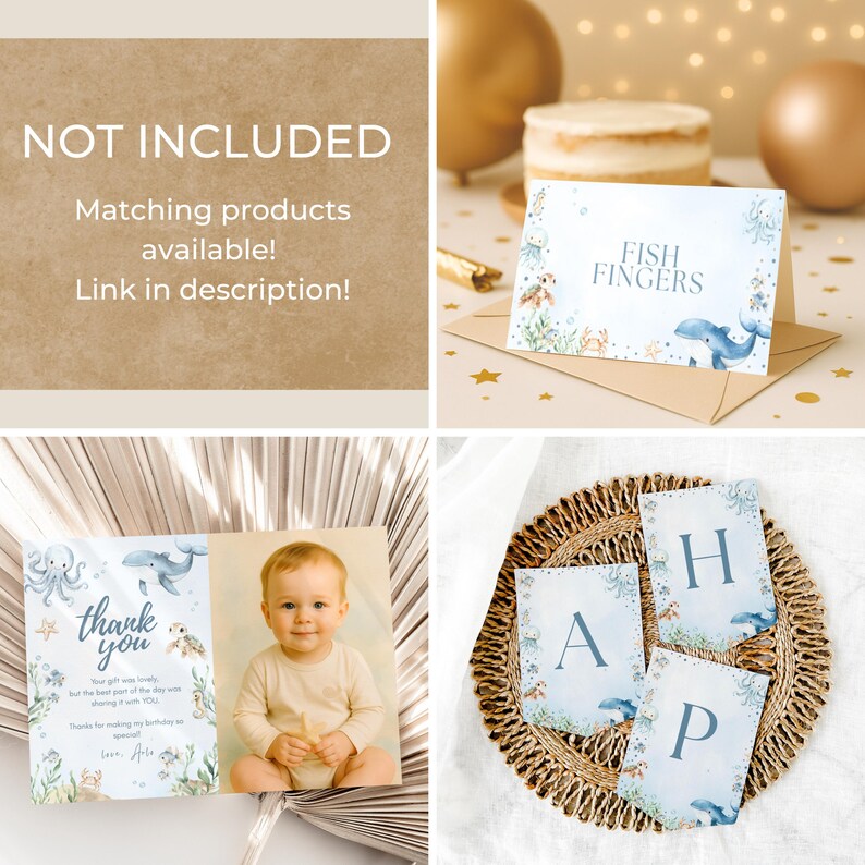 Editable Under the Sea Gable Box Labels Boy Custom Treat Box Label Blue ...