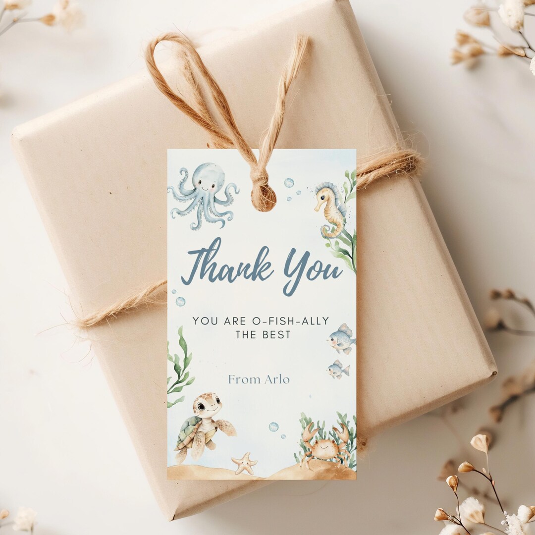 Editable Under the Sea Birthday Party Favor Tag 1st Birthday Whale ...