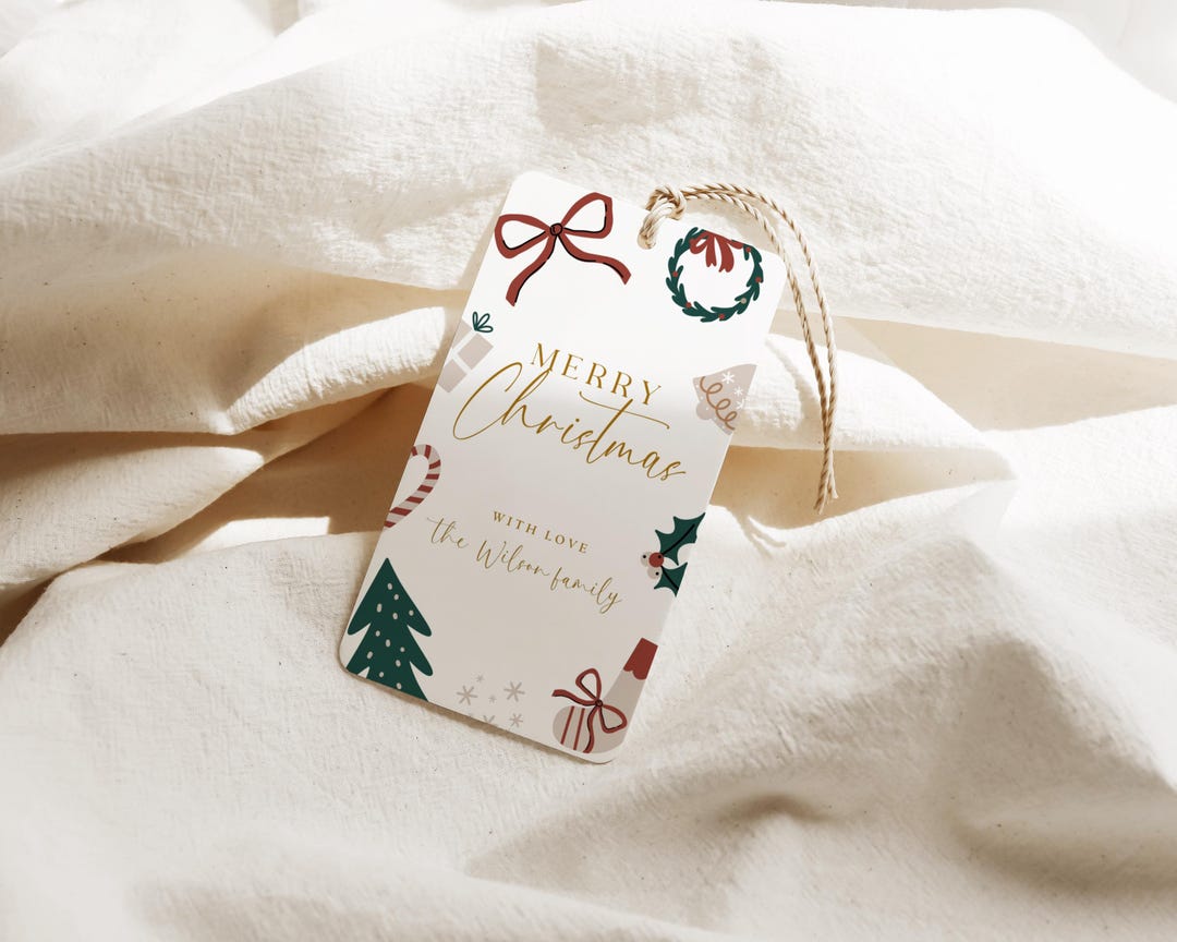 Printable Christmas Gift Tag: Holiday Thank You Present Label (editable ...