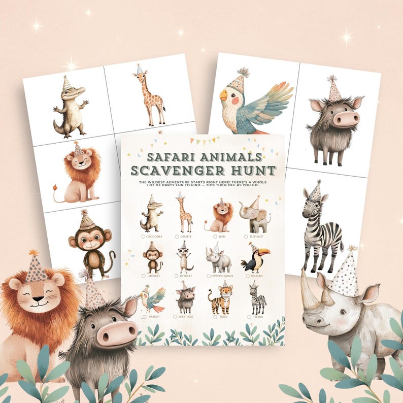 Wild Animal Scavenger Hunt Jungle Safari Animal Adventure Party Indoor ...
