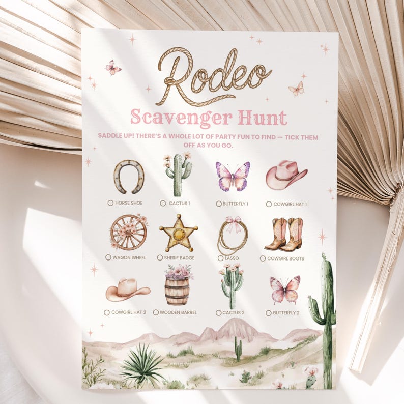Rodeo Scavenger Hunt Printable Cowgirl Birthday Party Game for Kids ...