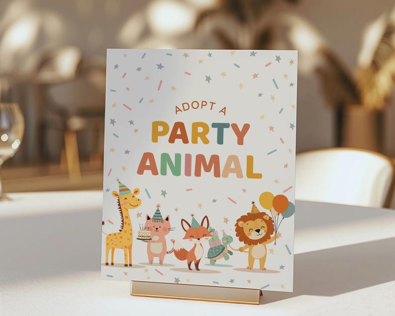 Adopt a Party Animals Station Signage Zoo Animal Adoption Station ...
