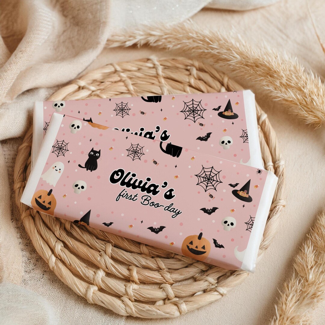 Halloween Candy Bar Wrapper Girls First Halloween Favor Pink Ghost ...
