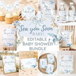 Sea You Soon Baby Bundle Summer Under the Sea Baby Shower Decor for Boy ...