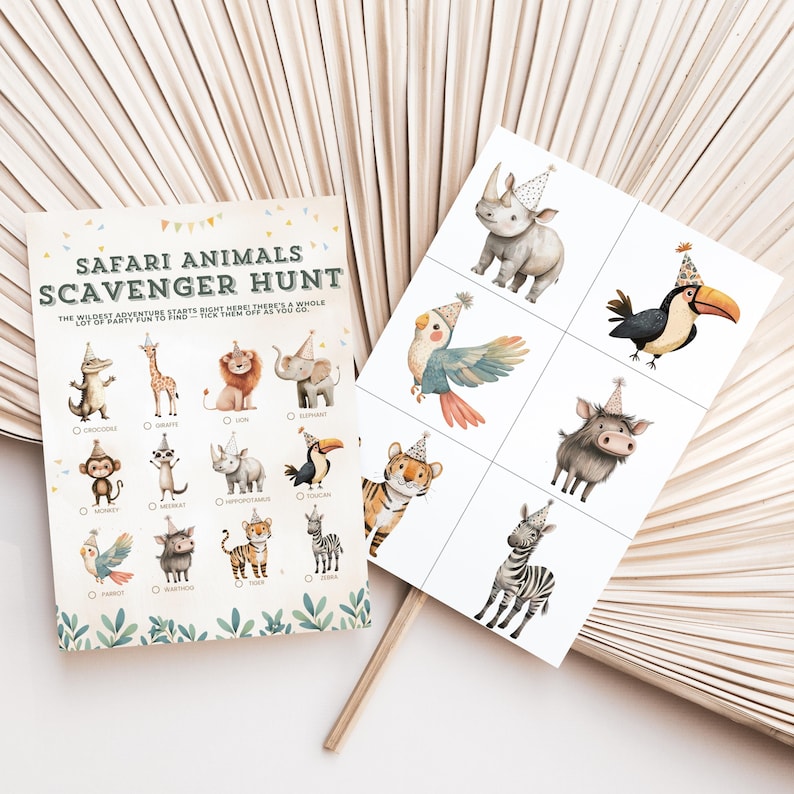 Wild Animal Scavenger Hunt Jungle Safari Animal Adventure Party Indoor ...