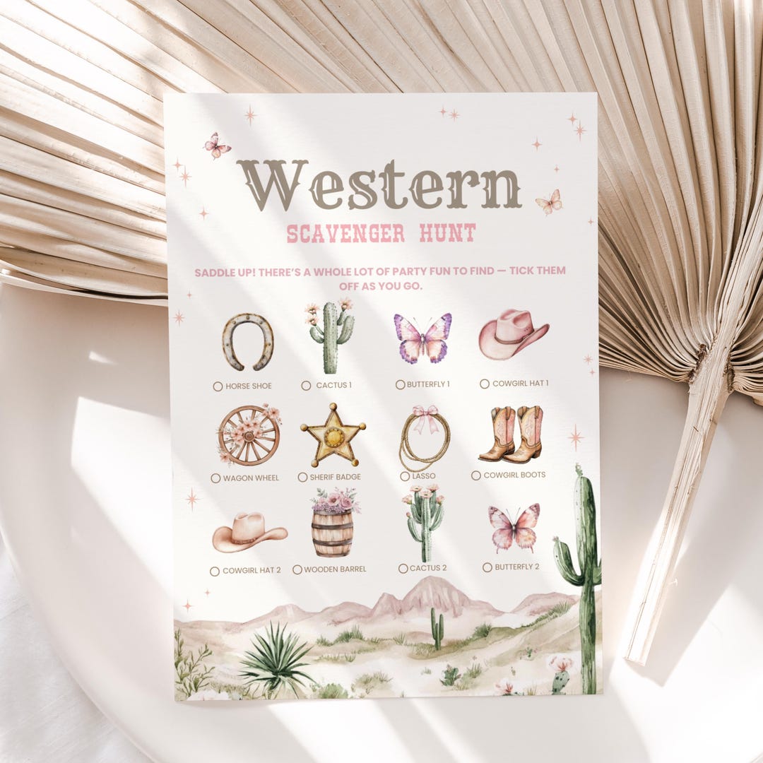 Western Scavenger Hunt Printable Cowgirl Birthday Party Game for Kids ...