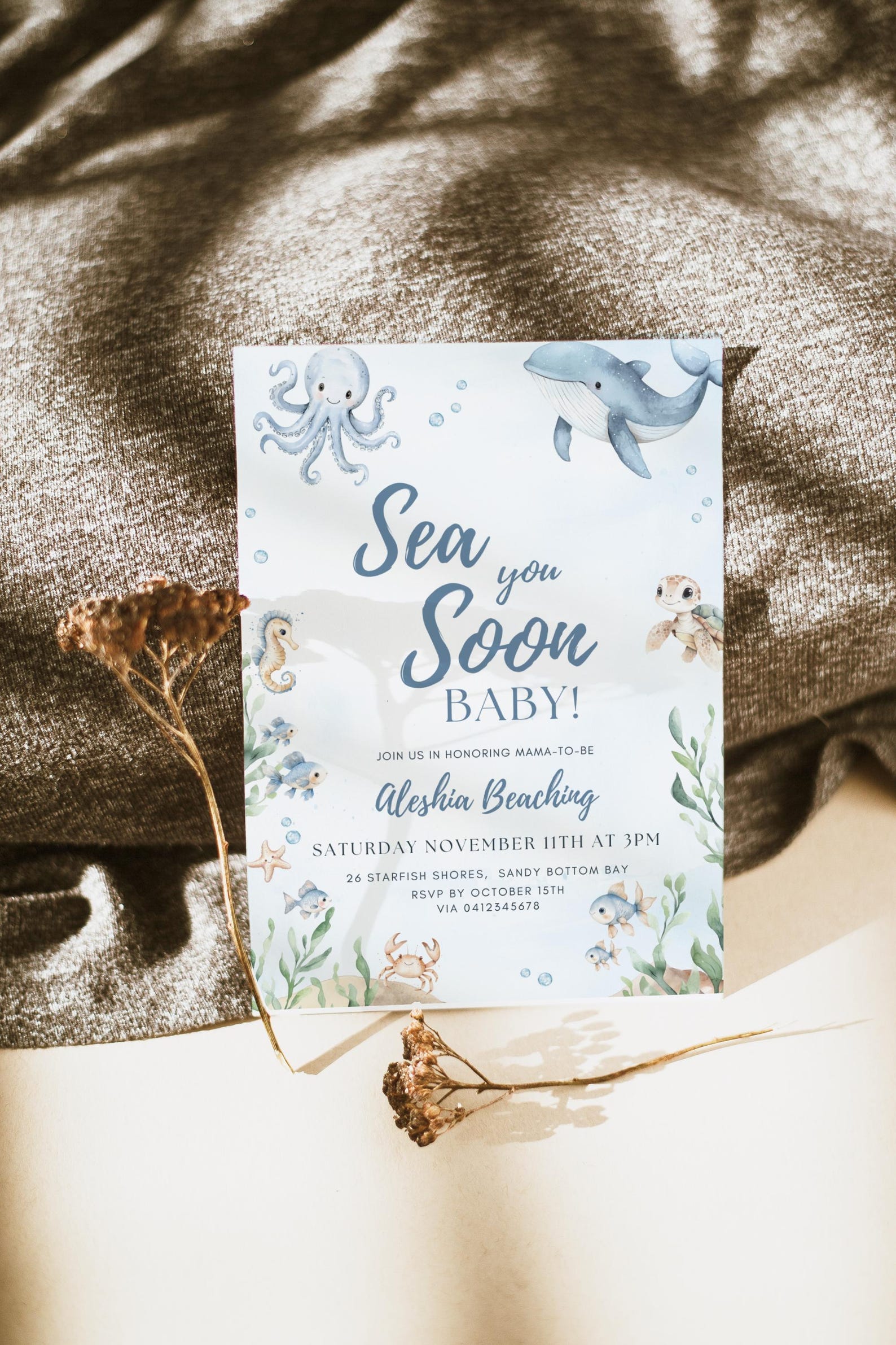 Sea You Soon Baby Shower Invite Nautical Baby is on the Way Printable ...