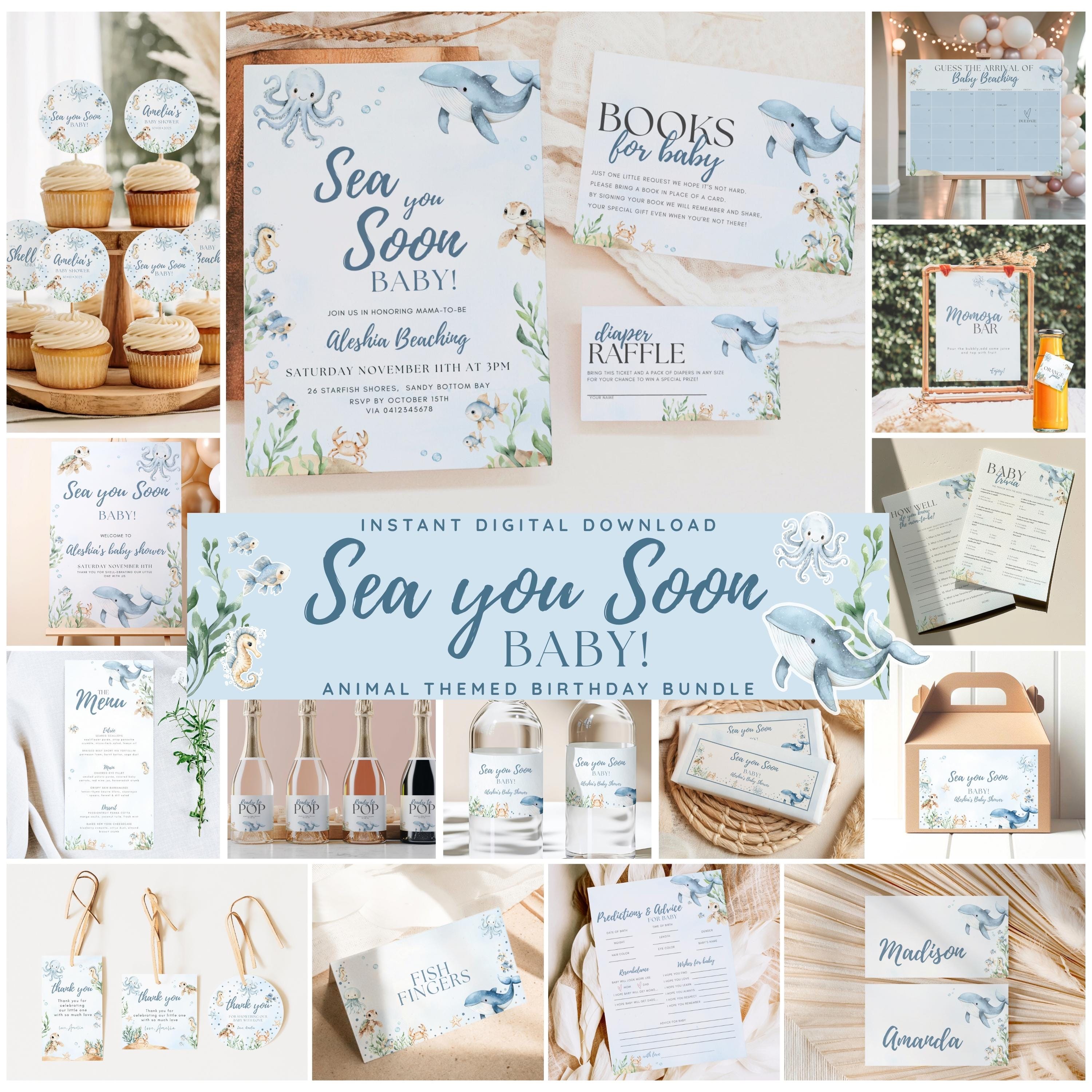 Sea You Soon Baby Bundle Summer Under the Sea Baby Shower Decor for Boy ...
