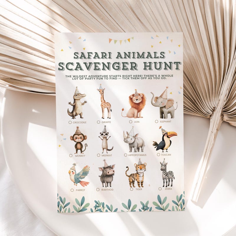 Safari Animals Checklist - Etsy