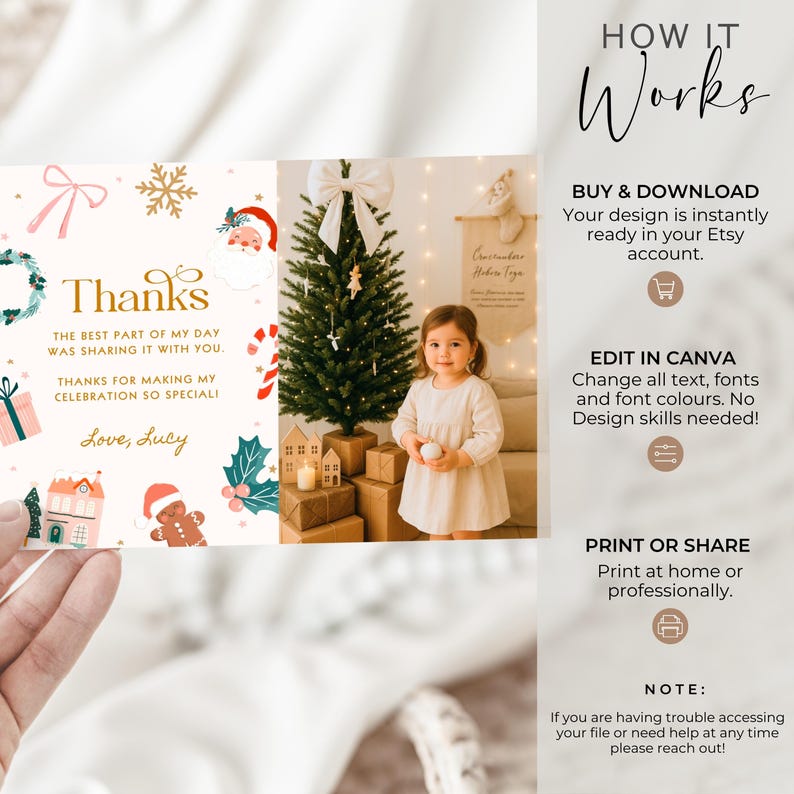 Merry Christmas Birthday Thank You Card: Editable ’tis the Season ...