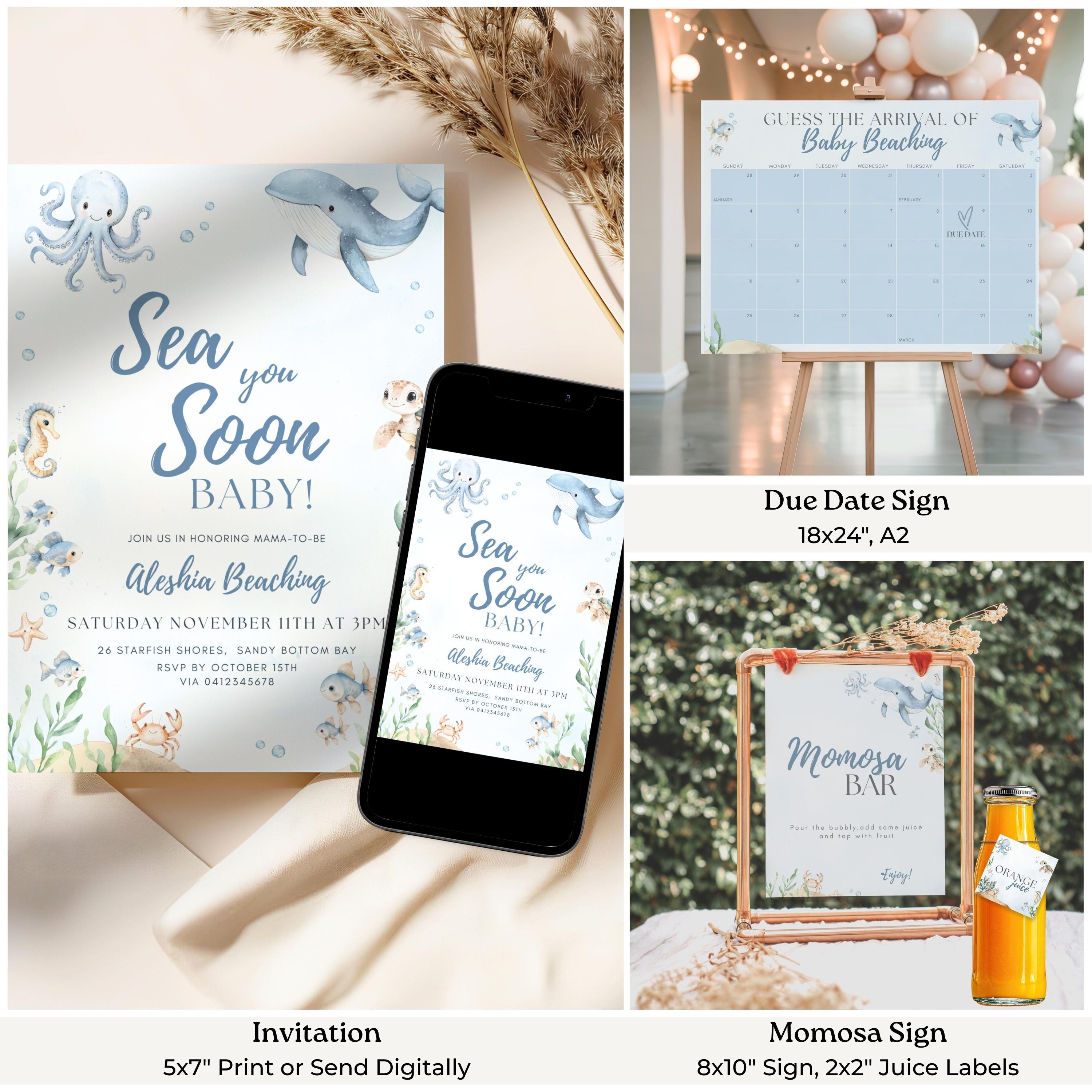 Sea You Soon Baby Bundle Summer Under the Sea Baby Shower Decor for Boy ...