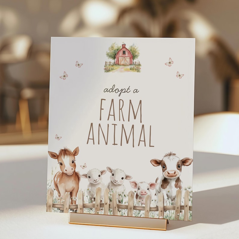 Adopt a Farm Animal Certificate and Sign Printable Barnyard Birthday ...