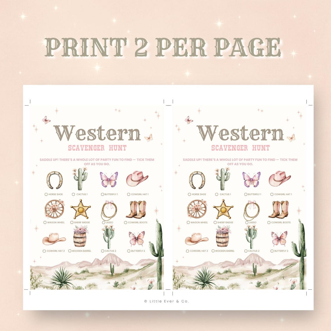 Western Scavenger Hunt Printable Cowgirl Birthday Party Game for Kids ...