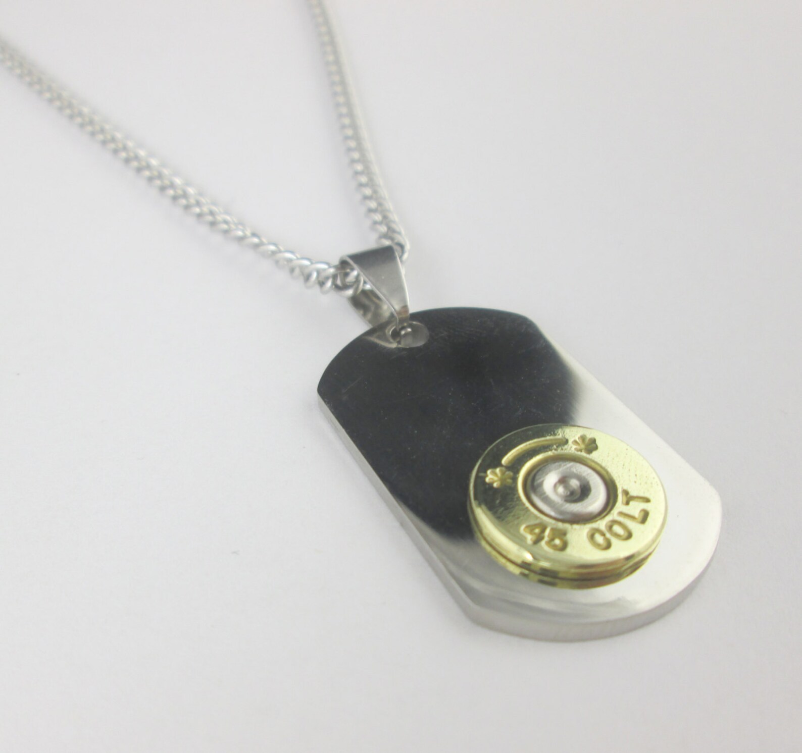 Bullet Necklace, Stainless Steel Mini Dog Tag, Military Necklace, Colt ...