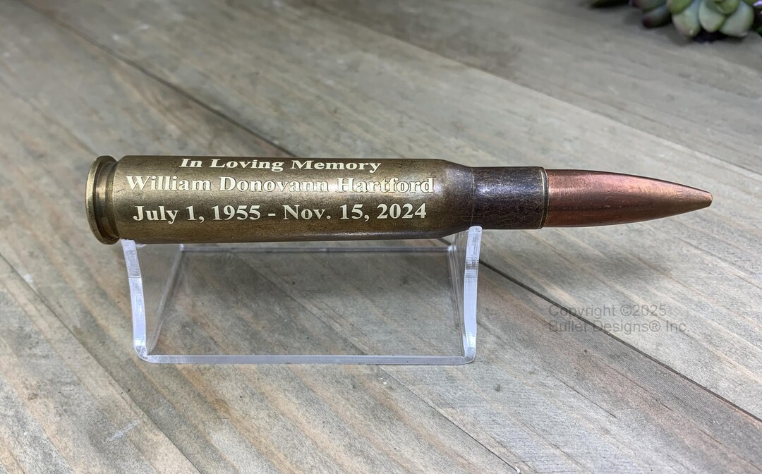 Custom Engraved Antique 50 Caliber REAL Bullet DIY Urn Kit, Memorial ...