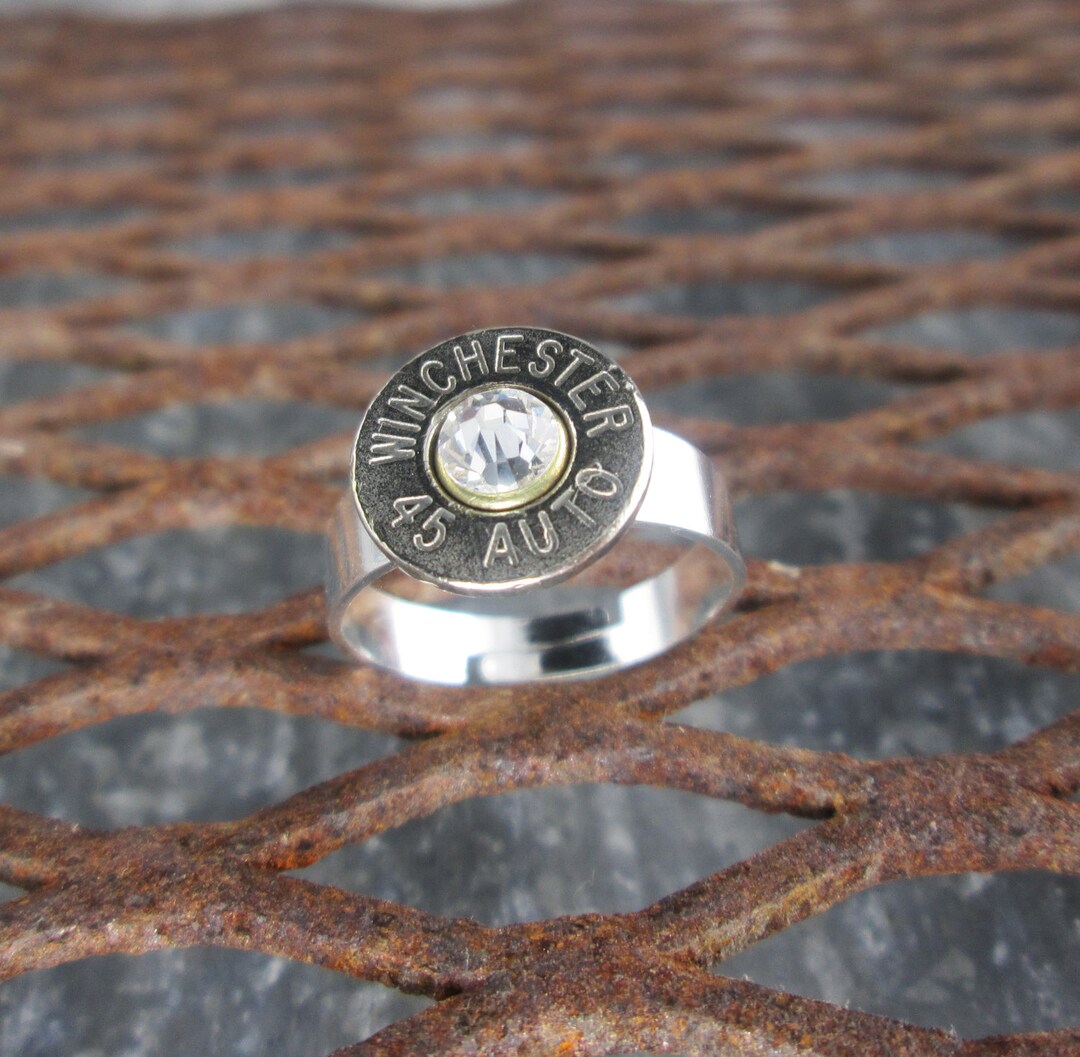 Bullet Ring, 45 Auto Nickel Bullet Adjustable Ring, WINCHESTER Ring ...