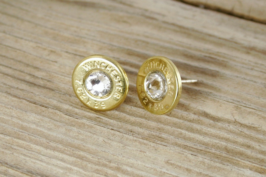 Bullet Stud Earrings / Bullet Earrings / Winchester AK-47 Brass Stud ...