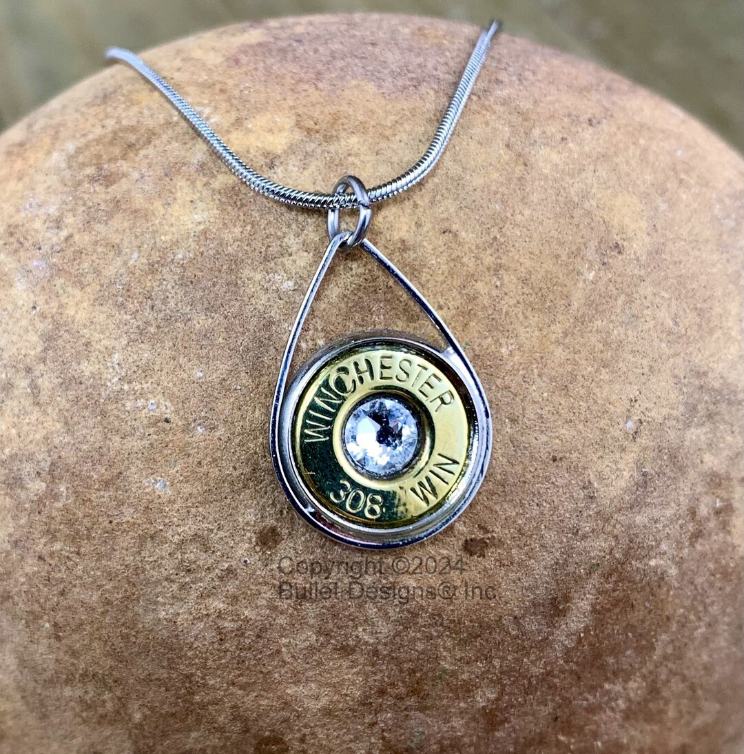 Custom Teardrop Bullet Necklace in Your Choice of Nickel or Brass(shown ...