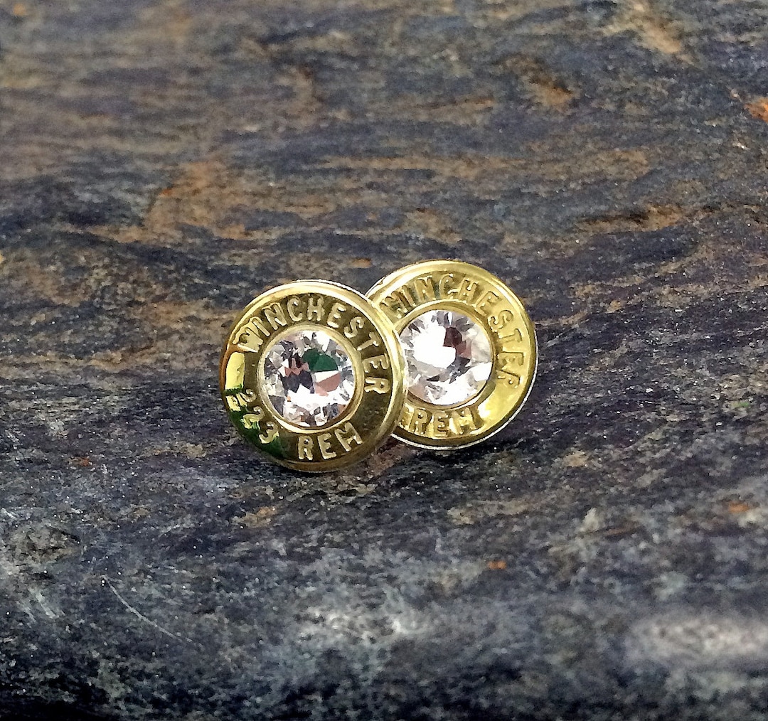 Bullet Stud Earrings / Winchester 223 Brass Sterling Silver Bullet Stud ...