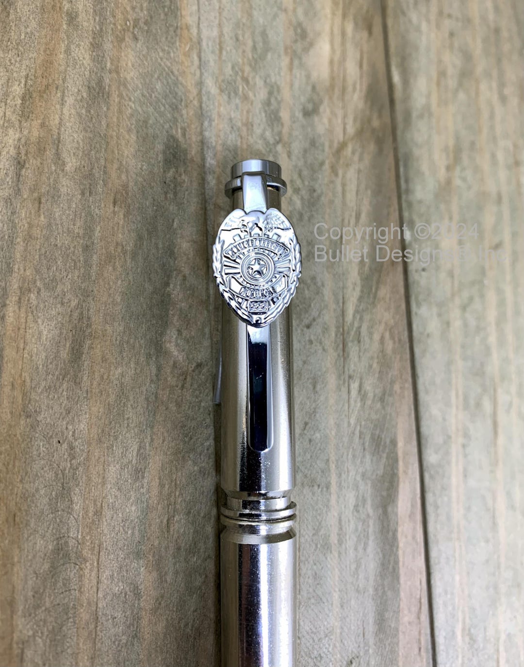 Bullet Ink Pen, Policeman Badge Authentic Bullet Ink Pen, Nickel ...
