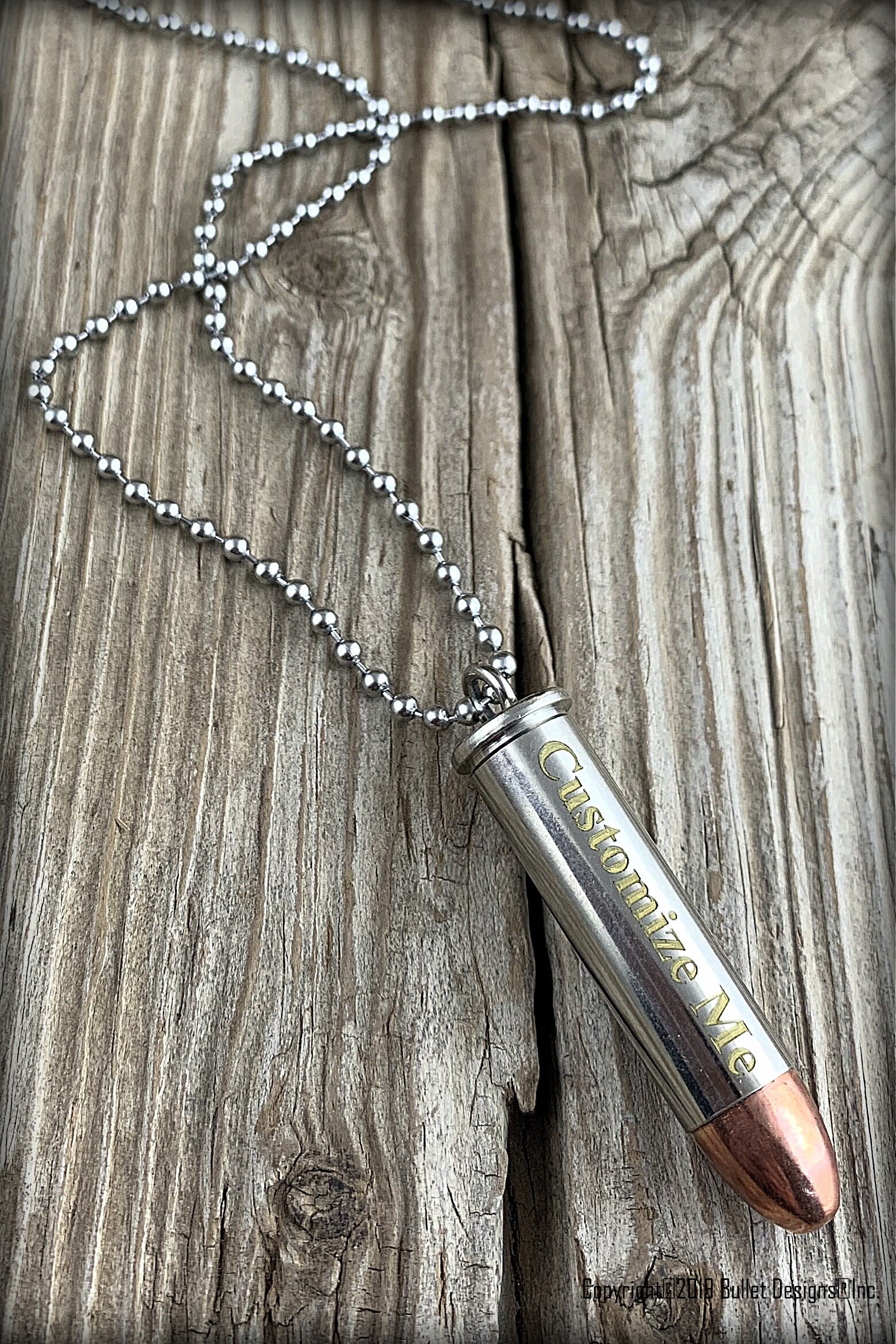 Custom Engraved Bullet Necklace GOLD & SILVER ENGRAVING 357 | Etsy