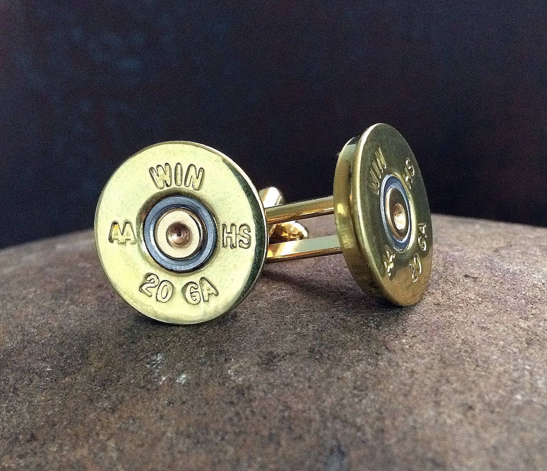 Shotgun Cufflinks, Winchester 20 Gauge Brass Shotgun Cufflinks, Wedding ...