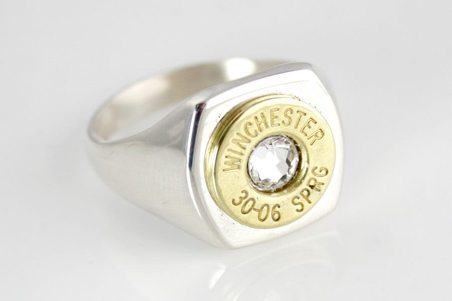 Bullet Ring, Men's Sterling Silver & Brass Bullet Ring, Men's Sterling ...