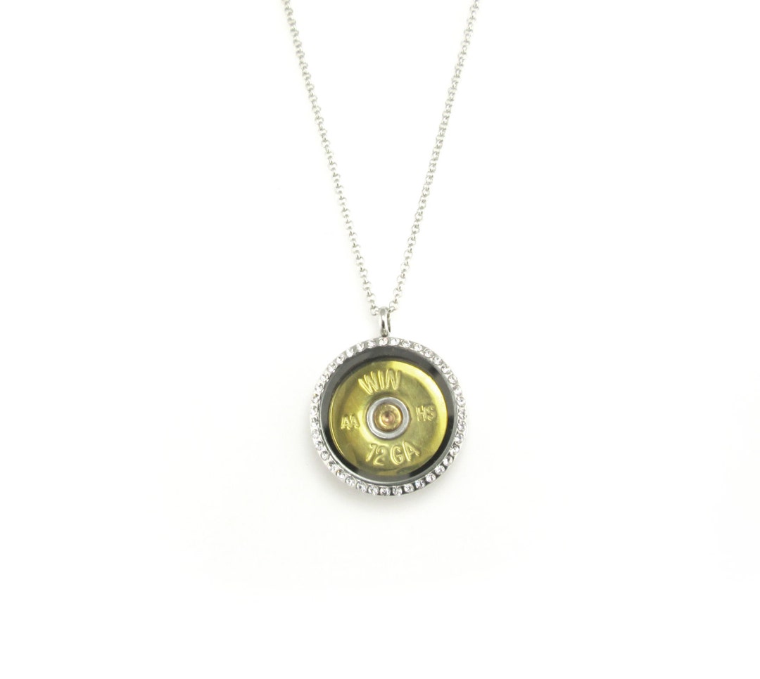 Bullet Necklace / Crystal Floating Locket Bullet Necklace Winchester 12 ...
