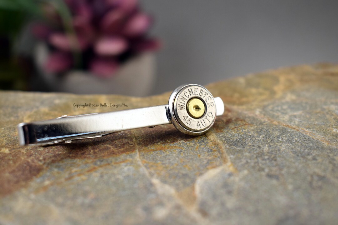 Bullet Tie Clip, 45 Auto Tie Clip, Nickel, Bullet Tie Clip, Groomsman ...